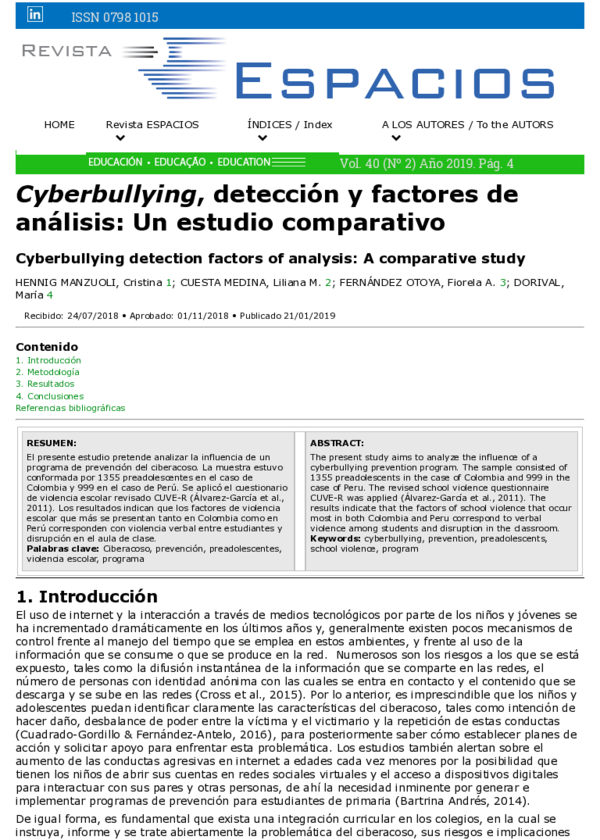 (PDF) Cyberbullying detection factors of analysis: A comparative study