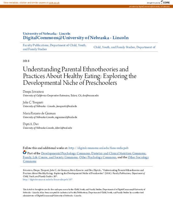 (PDF) Understanding Parental Ethnotheories and Practices About Healthy ...
