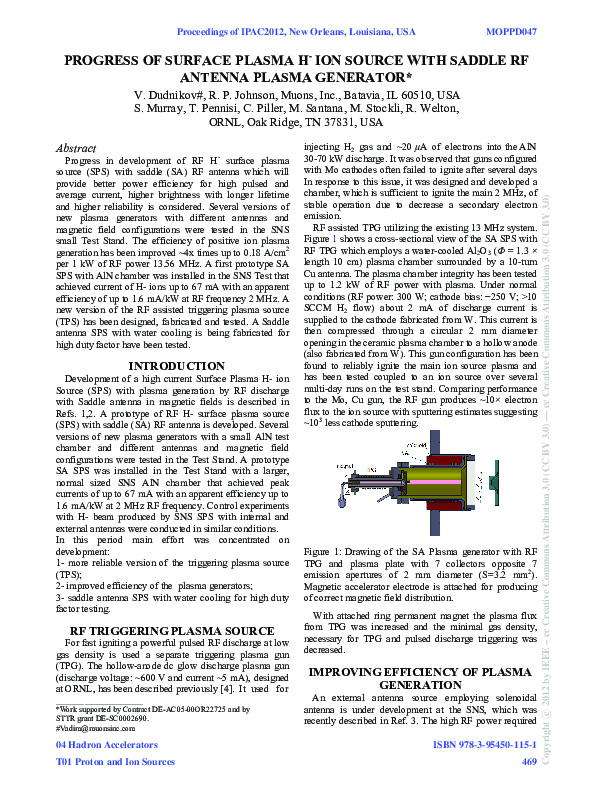 (PDF) Progress of Surface Plasma H - Ion Source with Saddle RF Antenna ...