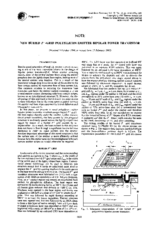 (PDF) New buried P+-grid polysilicon emitter bipolar power transistor
