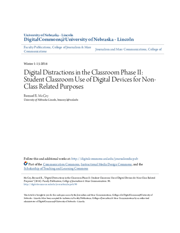 (PDF) Digital Distractions in the Classroom Phase II:Student Classroom ...
