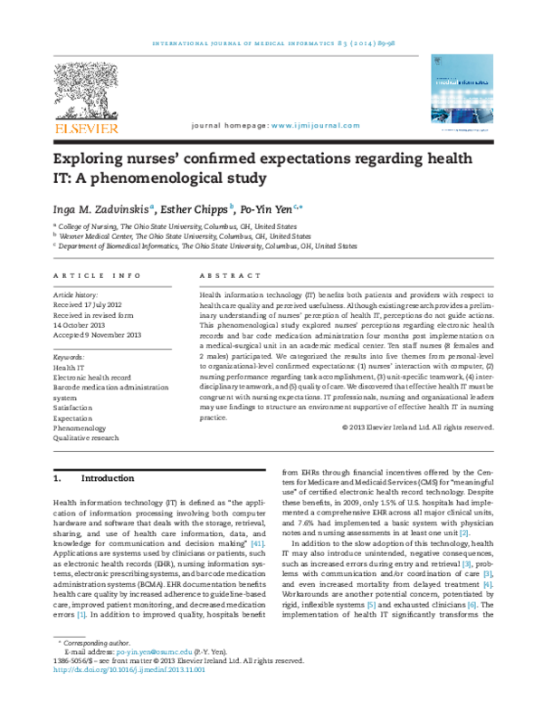 (PDF) Exploring nurses’ confirmed expectations regarding health IT: A ...