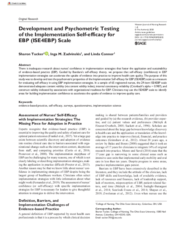 (PDF) Development and Psychometric Testing of the Implementation Self ...