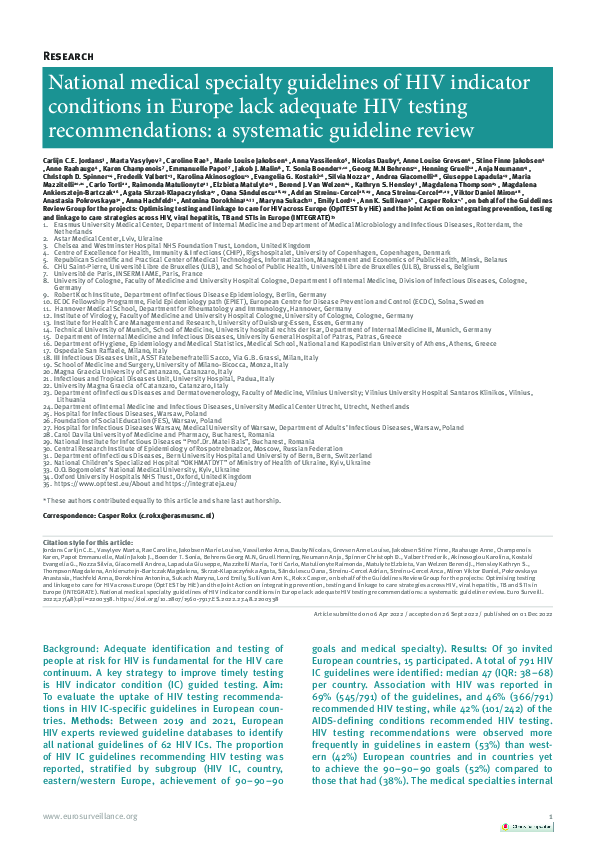 (PDF) National medical specialty guidelines of HIV indicator conditions ...