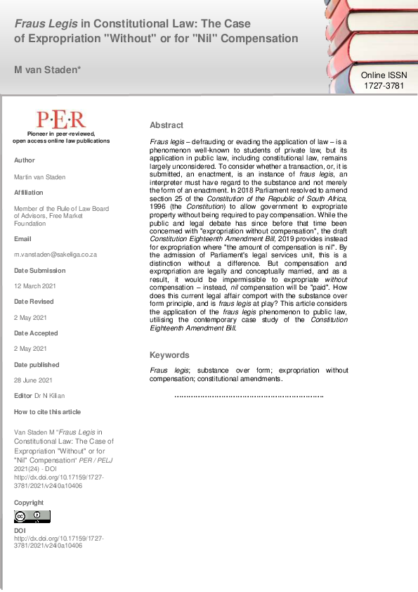 (PDF) Fraus Legis in Constitutional Law: The Case of Expropriation ...