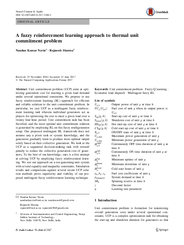 (PDF) A fuzzy reinforcement learning approach to thermal unit ...