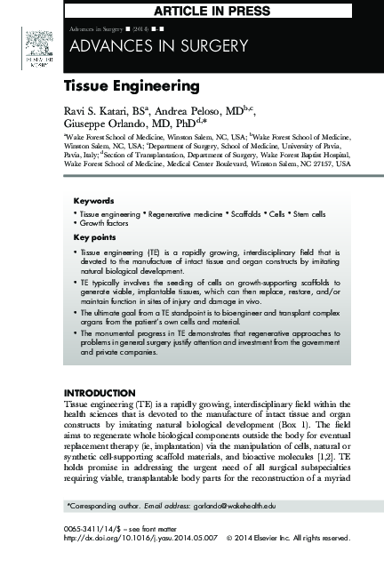 (PDF) Tissue engineering