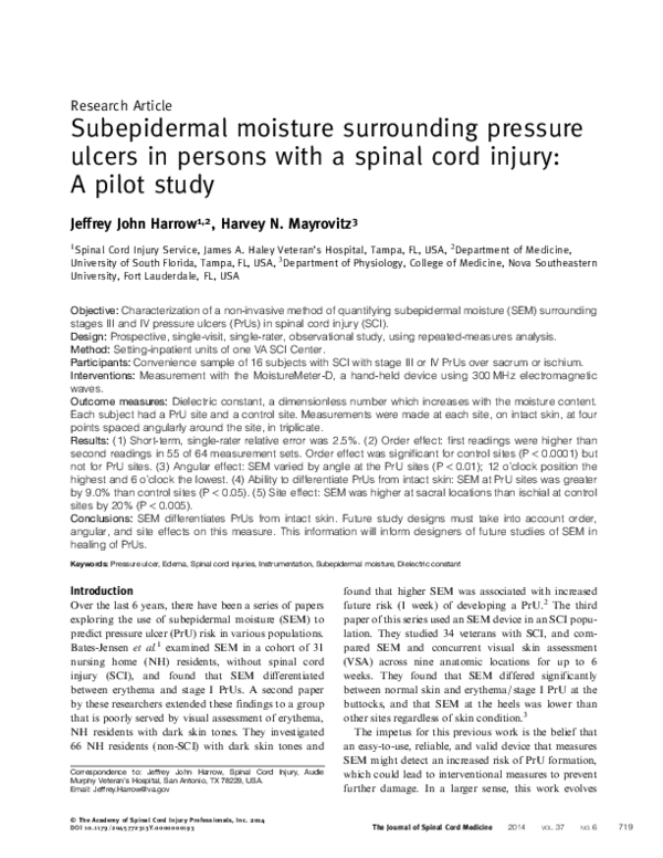 (PDF) Subepidermal moisture surrounding pressure ulcers in persons with ...
