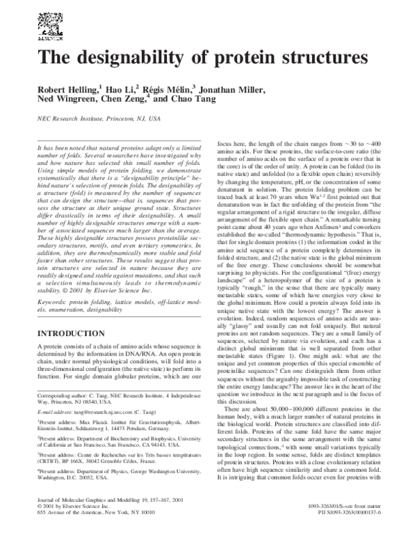 (PDF) Designability of protein structures