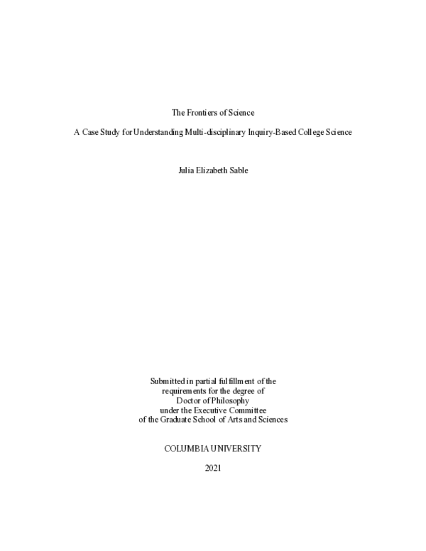 (PDF) The Frontiers of Science: A Case Study for Understanding Multi ...