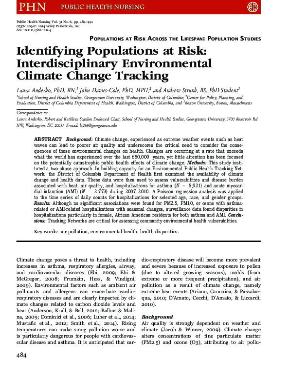 (PDF) Identifying Populations at Risk: Interdisciplinary Environmental ...
