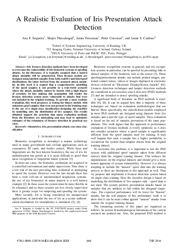 Pdf A Realistic Evaluation Of Iris Presentation Attack Detection