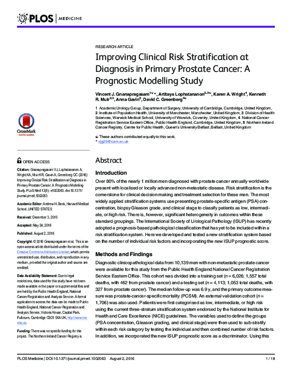 (PDF) Improving Clinical Risk Stratification at Diagnosis in Primary ...