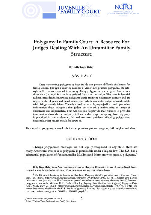 (PDF) Polygamy In Family Court: A Resource For Judges Dealing With An ...