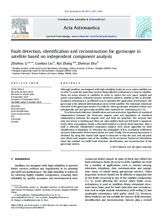 (PDF) Fault detection, identification and reconstruction for gyroscope in satellite based on ...