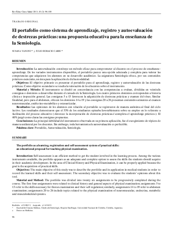 (PDF) El portafolio como sistema de aprendizaje, registro y ...