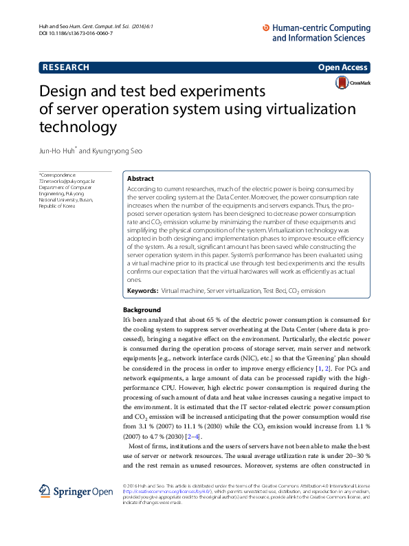 (PDF) Design and test bed experiments of server operation system using ...