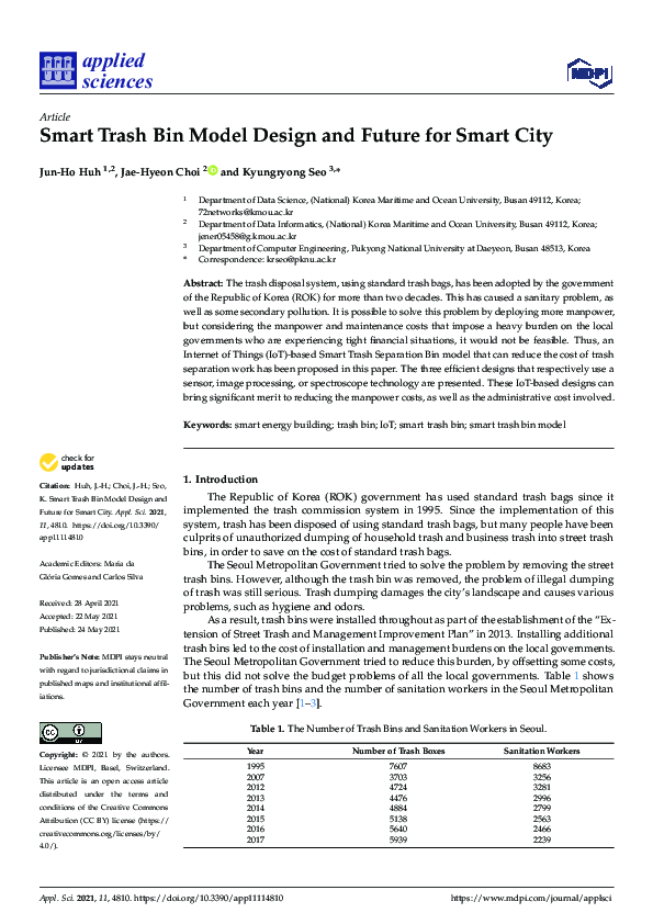 (PDF) Smart Trash Bin Model Design and Future for Smart City