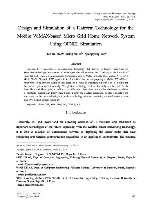 Pdf Design And Simulation Of A Platform Technology For The Mobile Wimax Based Micro Grid Home