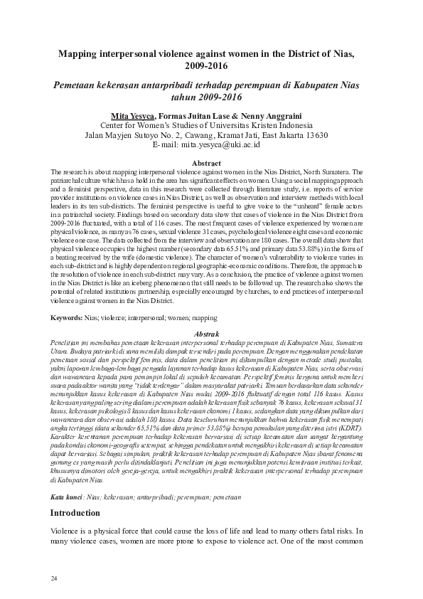 (PDF) Mapping interpersonal violence against women in the District of ...
