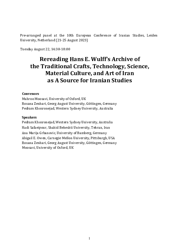 (PDF) Rereading Hans E. Wulff's Archive of the Traditional Crafts ...