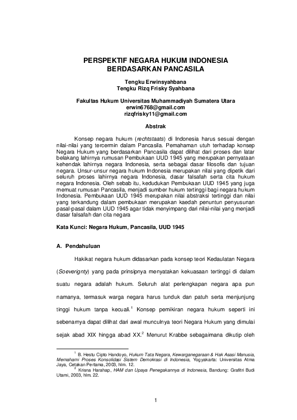 (PDF) Perspektif Negara Hukum Indonesia Berdasarkan Pancasila