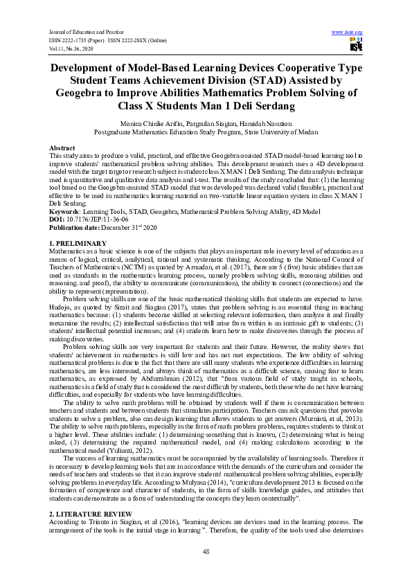 (PDF) Development of Model-Based Learning Devices Cooperative Type ...