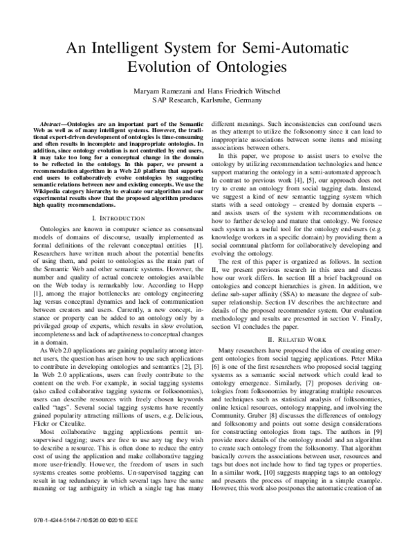 (PDF) An intelligent system for semi-automatic evolution of ontologies