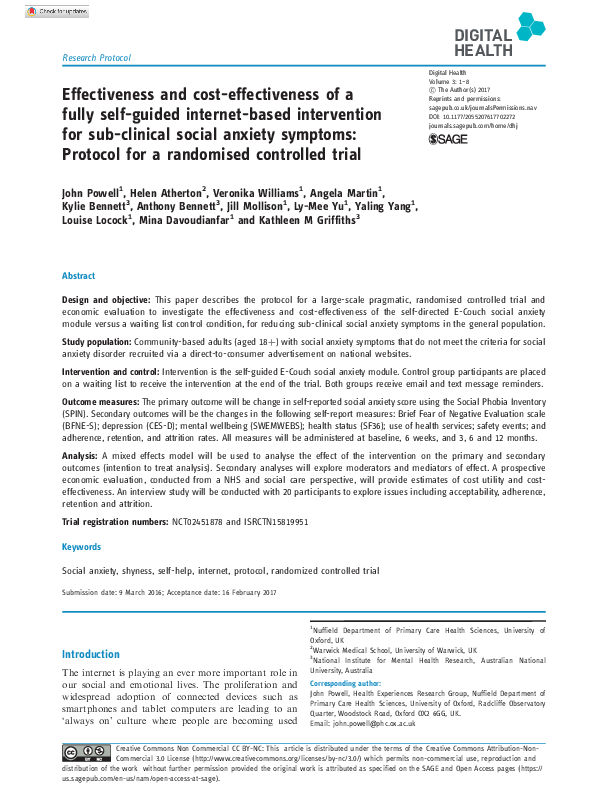 (PDF) Effectiveness and cost-effectiveness of a fully self-guided internet-based intervention ...