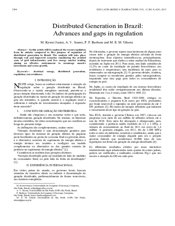 (PDF) Distributed generation in Brazil: Advances and gaps in regulation