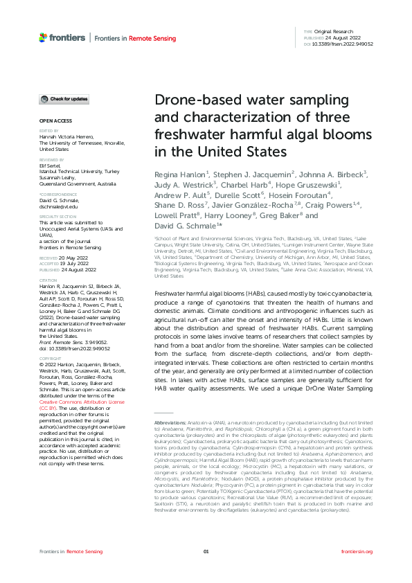 (PDF) Drone-based water sampling and characterization of three ...