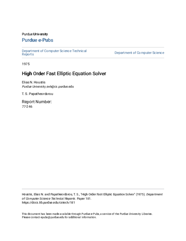 (PDF) High Order Fast Elliptic Equation Solver