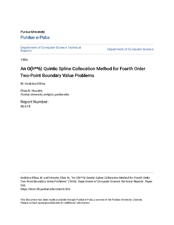 (PDF) AN 0 ( h ' ) QUINTIC SPLINE COLLOCATION METHOD FOR FOURTH ORDER TWO-POINT BOUNDARY VALUE ...