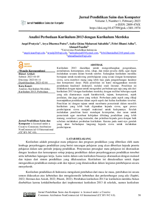 (PDF) Analisis Perbedaan Kurikulum 2013 dengan Kurikulum Merdeka