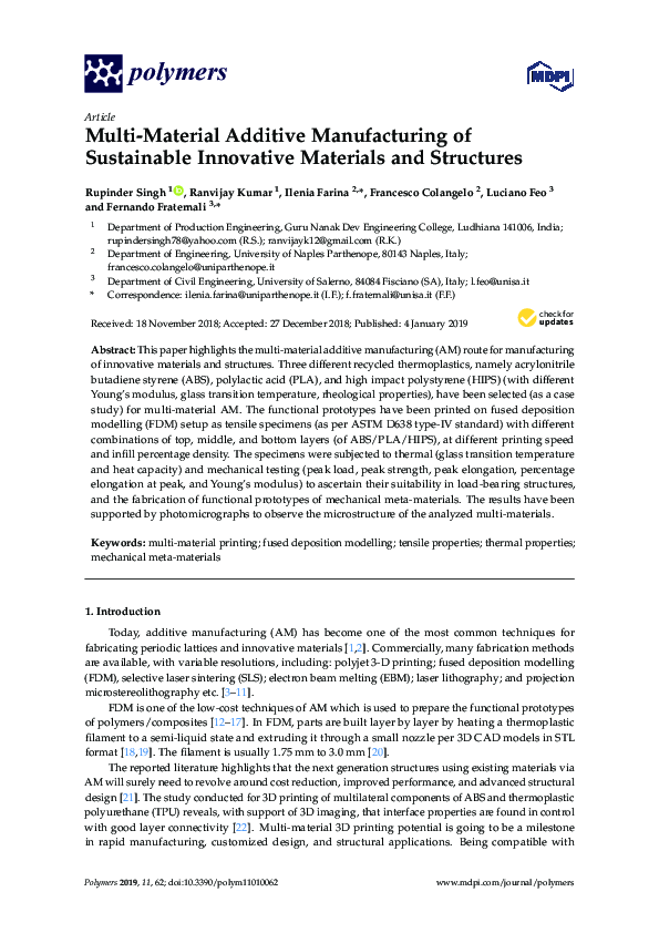 (PDF) Multi-Material Additive Manufacturing of Sustainable Innovative Materials and Structures