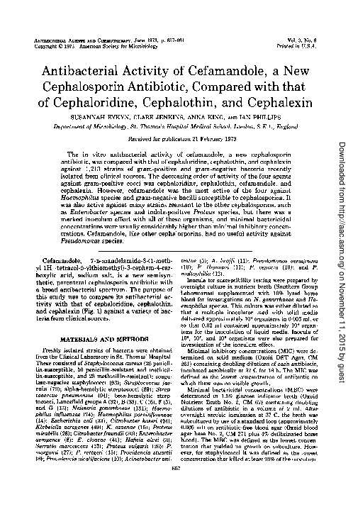 (PDF) Antibacterial Activity of Cefamandole, a New Cephalosporin ...