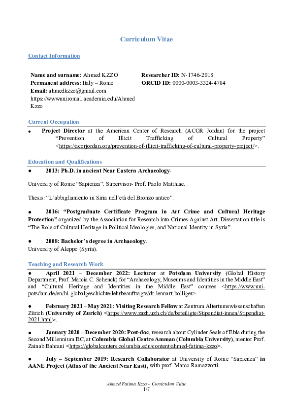 (PDF) Ahmed Kzzo CURRICULUMVITAE for academia