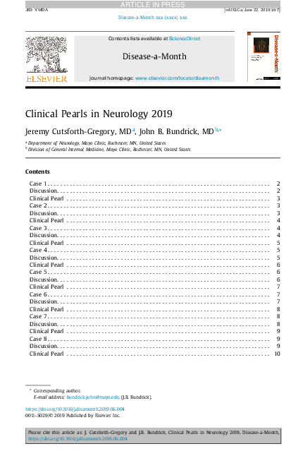 (PDF) Clinical Pearls in Neurology 2019