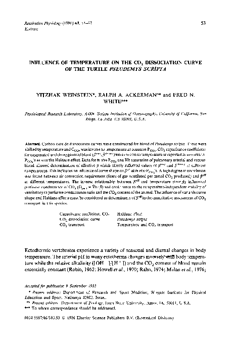(PDF) Influence of temperature on the CO2 dissociation curve of the turtlePseudemys scripta