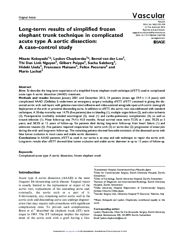 (PDF) Long-term results of simplified frozen elephant trunk technique ...