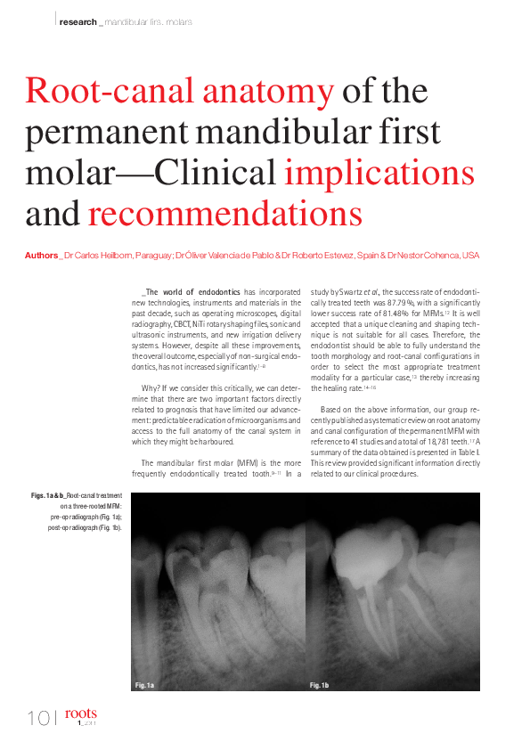 (PDF) Root-canal anatomy of the permanent mandibular first molar ...