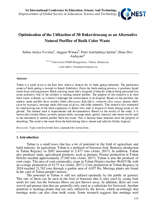 (PDF) Optimization of the Utilization of 3B Bukersiracang as an ...