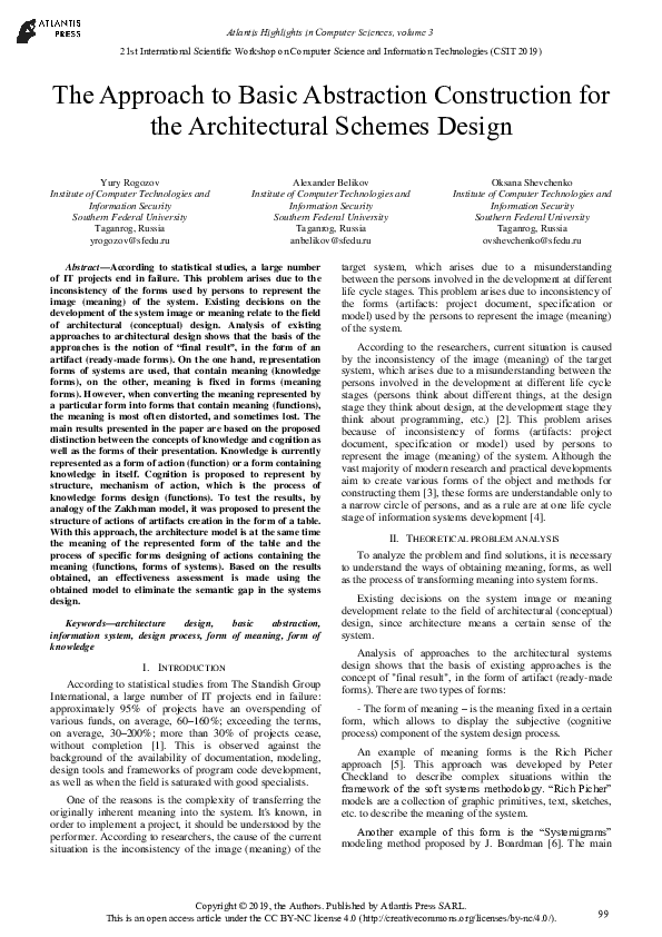 (PDF) The Approach to Basic Abstraction Construction for the Architectural Schemes Design