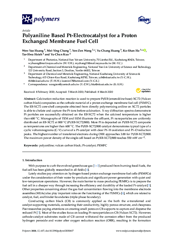 (PDF) Polyaniline Based Pt-Electrocatalyst for a Proton Exchanged ...