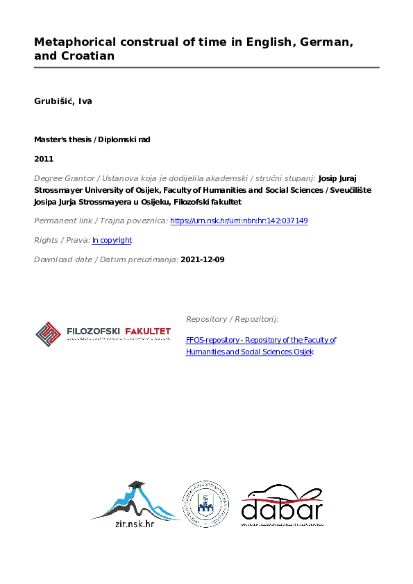 (PDF) Metaphorical Construal of Time in English, German and Croatian