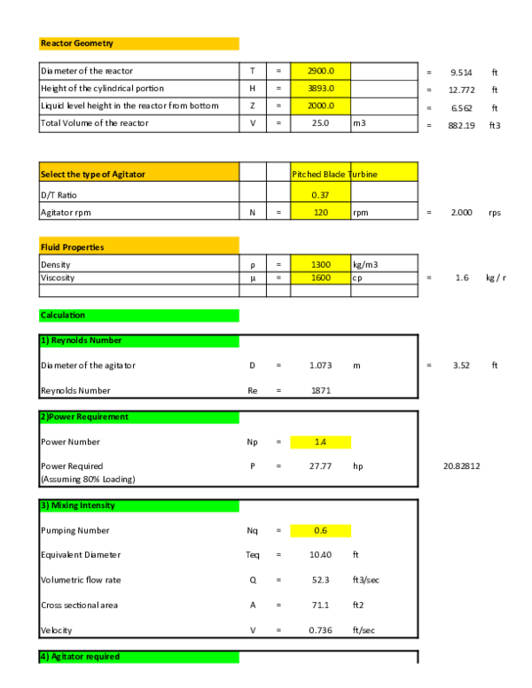 Agitator Power Requirement and Mixing Intensity Calculation | Phuong Ho ...