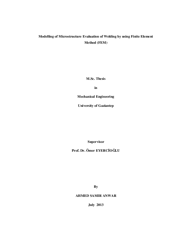 (PDF) Modelling of Microstructure Evaluation of Welding by using Finite Element Method (FEM)