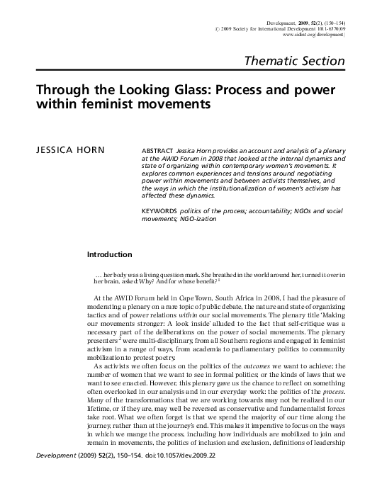 (PDF) Through the Looking Glass: Process and power within feminist ...
