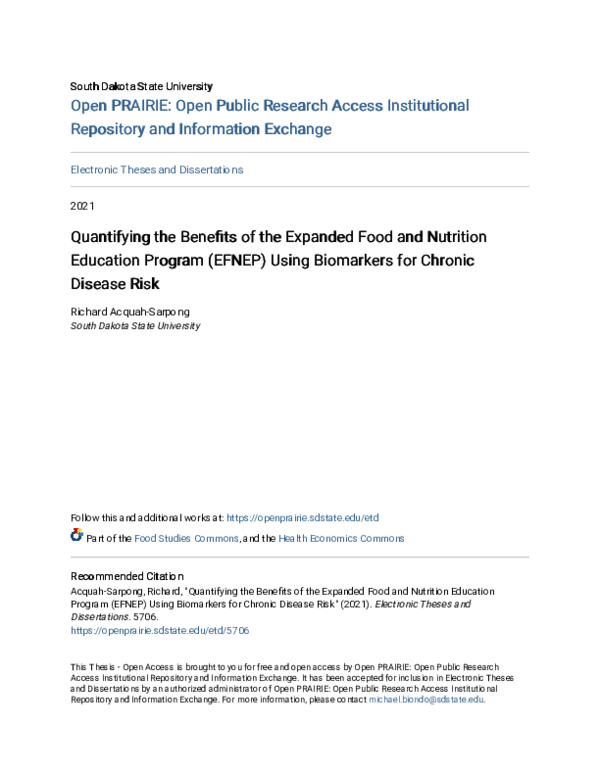 (PDF) Quantifying the Benefits of the Expanded Food and Nutrition ...
