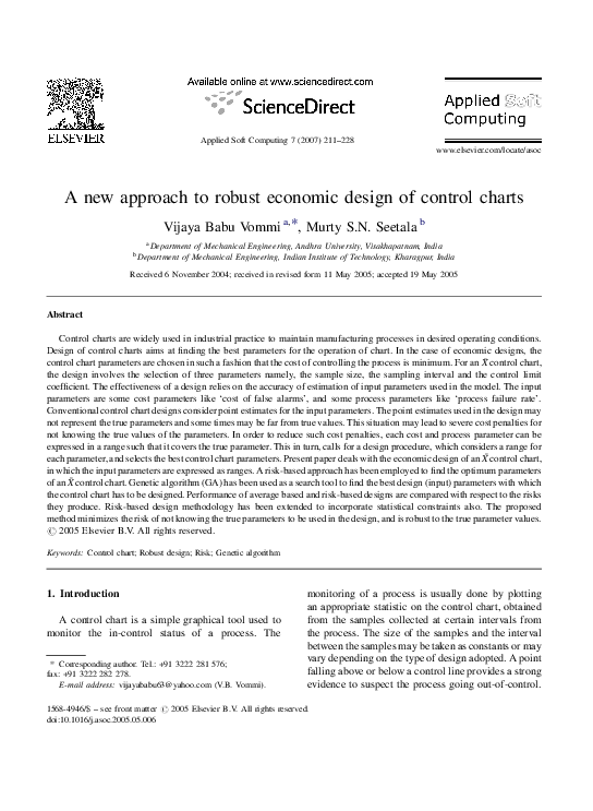 (PDF) A new approach to robust economic design of control charts